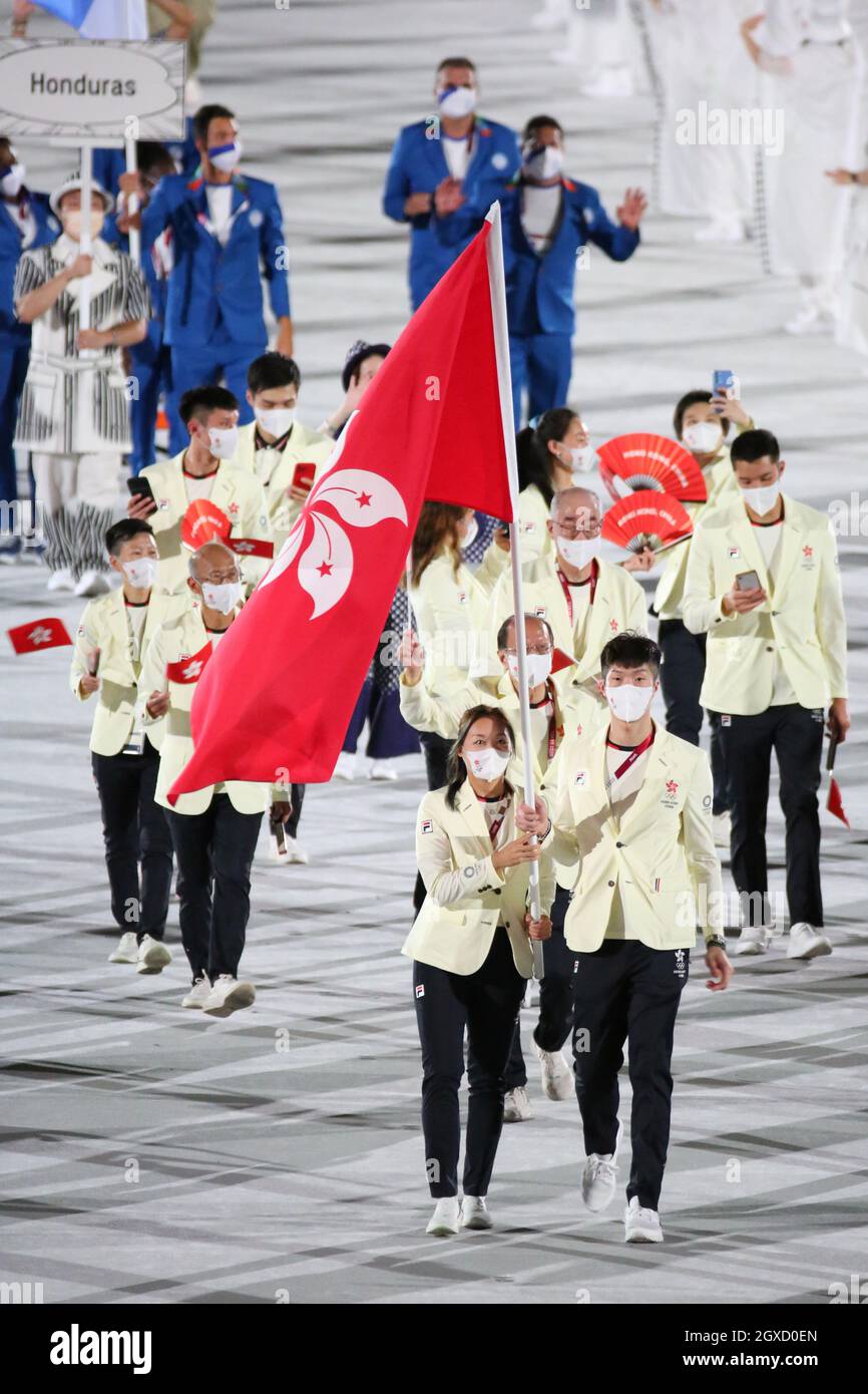 JULY 23rd, 2021 - TOKYO, JAPAN: Hong Kong's flag bearers Tse Ying Suet ...