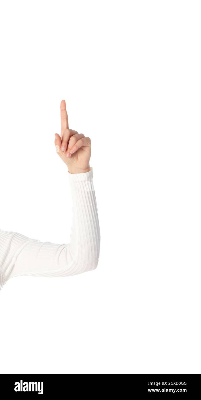 Hand sign of a young person isolated on a white background Stock Photo ...