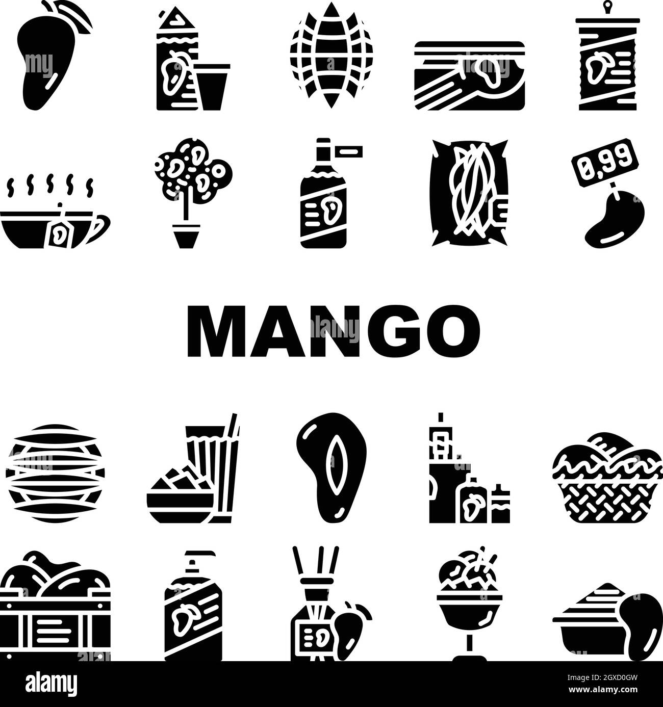 Mango Tropical Fruit Collection Icons Set Vector Stock Vector Image ...
