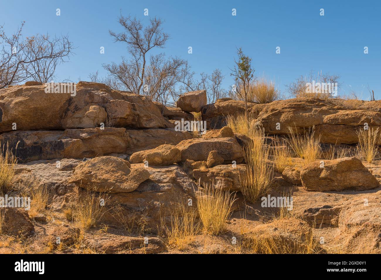 massive granite rock formation in the Erongo Mountains, Namibia Stock ...