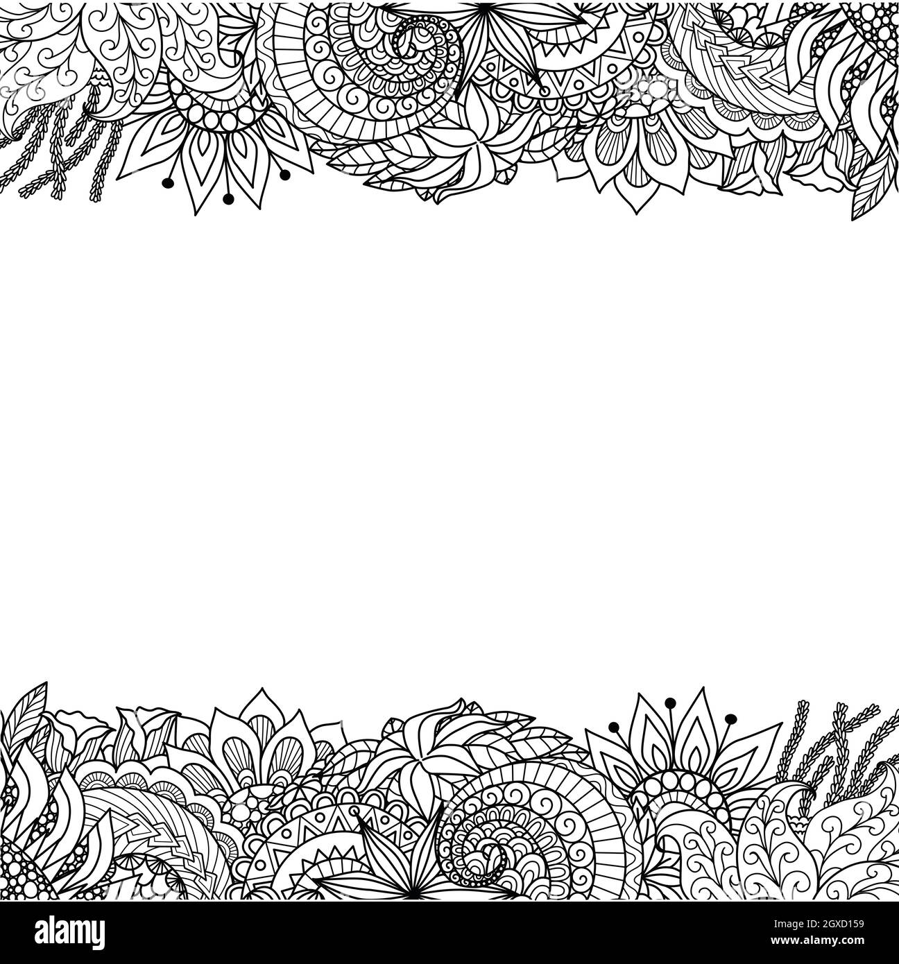 Abstract flowers frame for print on product or adult coloring book ...