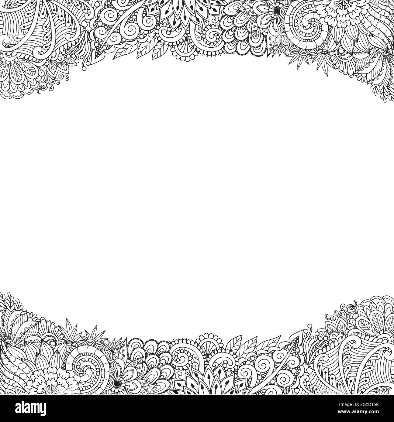 Abstract flowers frame for print on product or adult coloring book ...