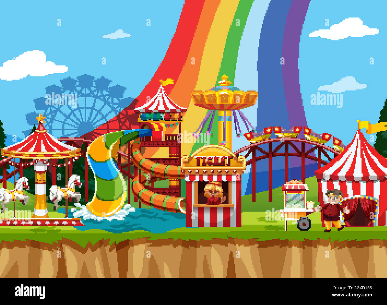 Circus scene with many rides in the field Stock Vector Image & Art - Alamy