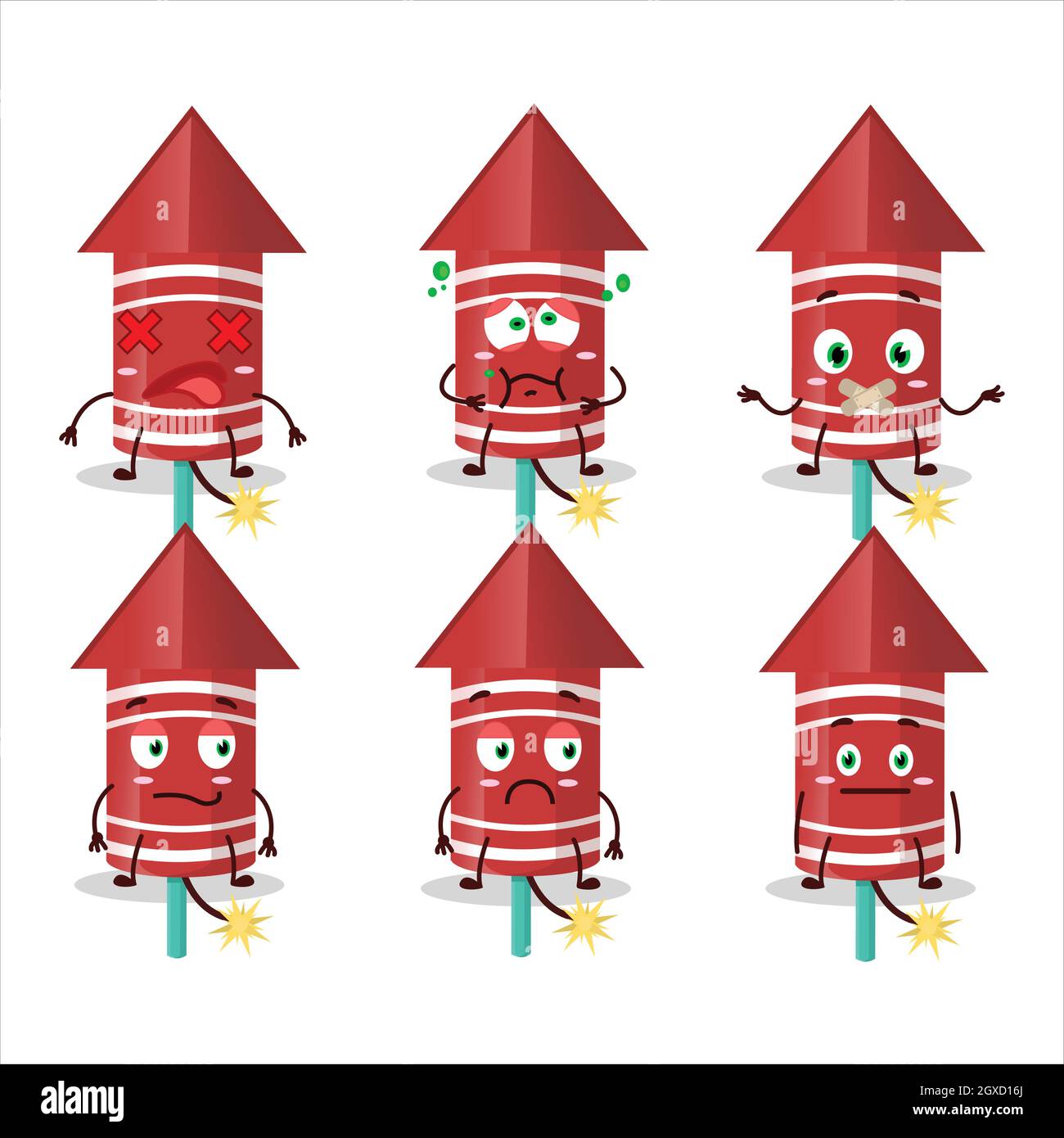 Red rocket firework cartoon character with nope expression. Vector ...