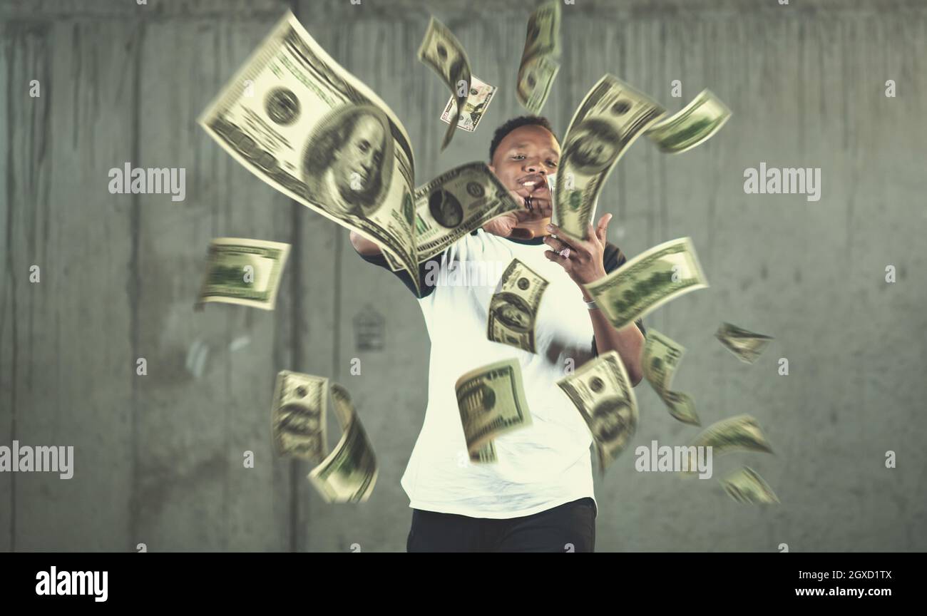 business, people and finances concept Happy young african american ...