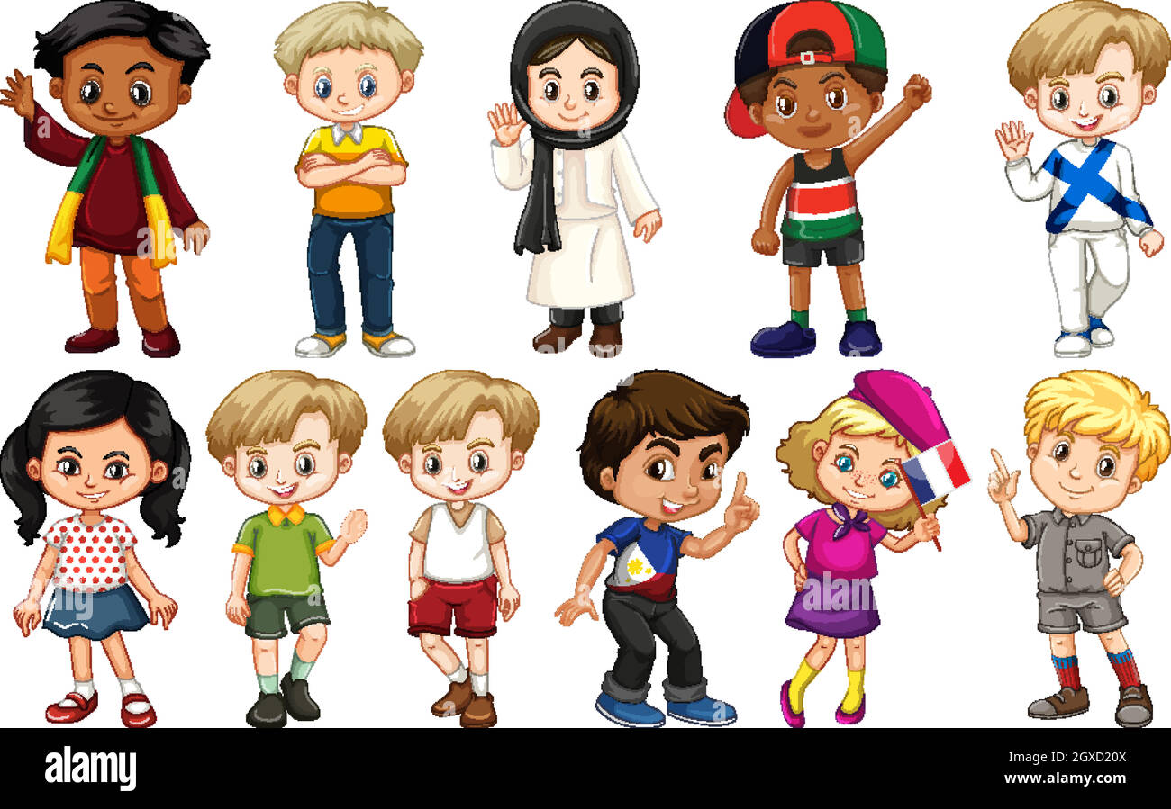 Set of children from different countries Stock Vector Image & Art - Alamy
