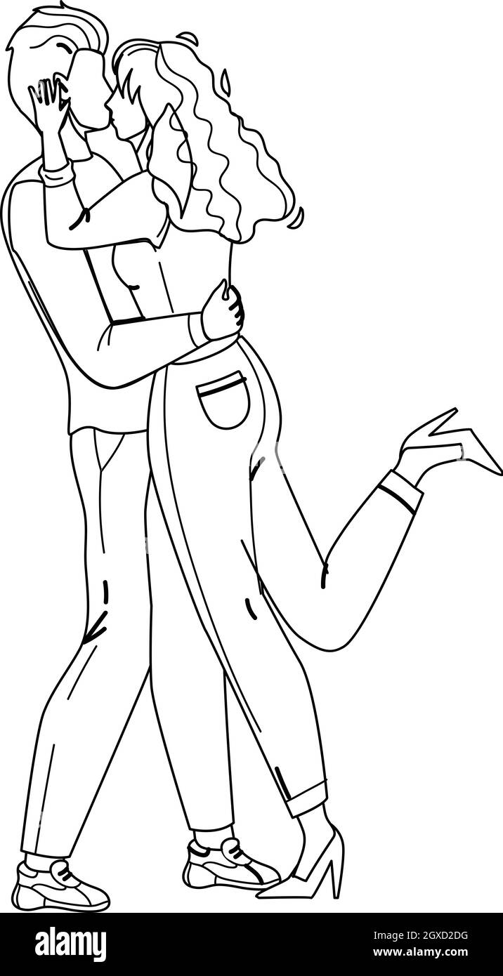 Couple In Love Embracing And Kiss Together Vector Stock Vector Image ...