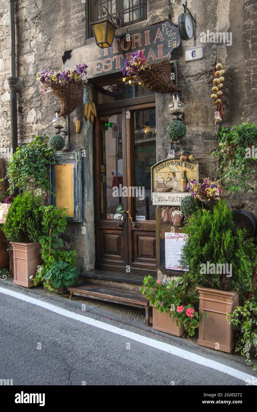 Historical Center, Restaurant, Spoleto, Umbria, Italy, Europe Stock ...