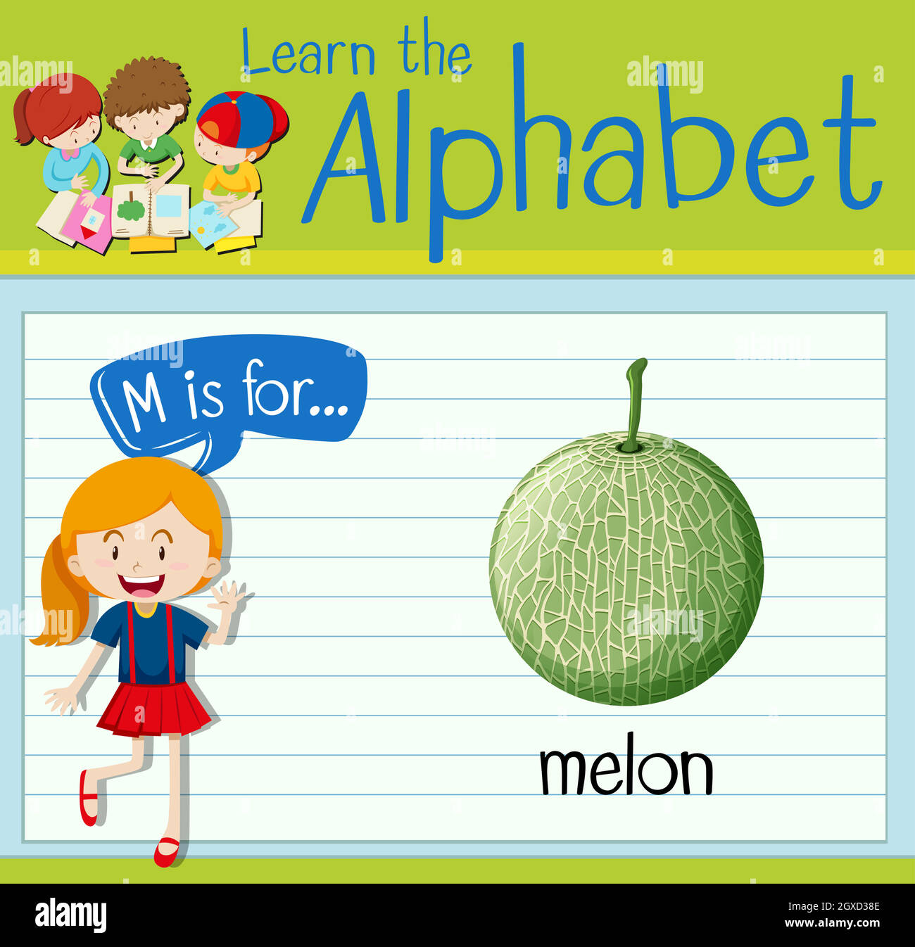 Flashcard letter M is for melon Stock Vector Image & Art - Alamy