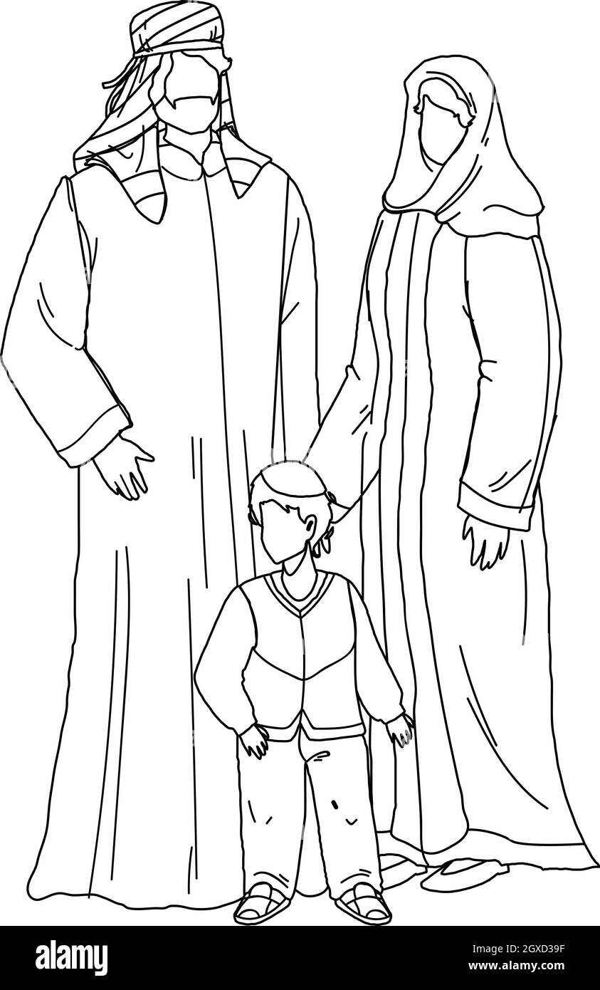 Arab Family People Father, Mother And Son Vector Stock Vector Image ...