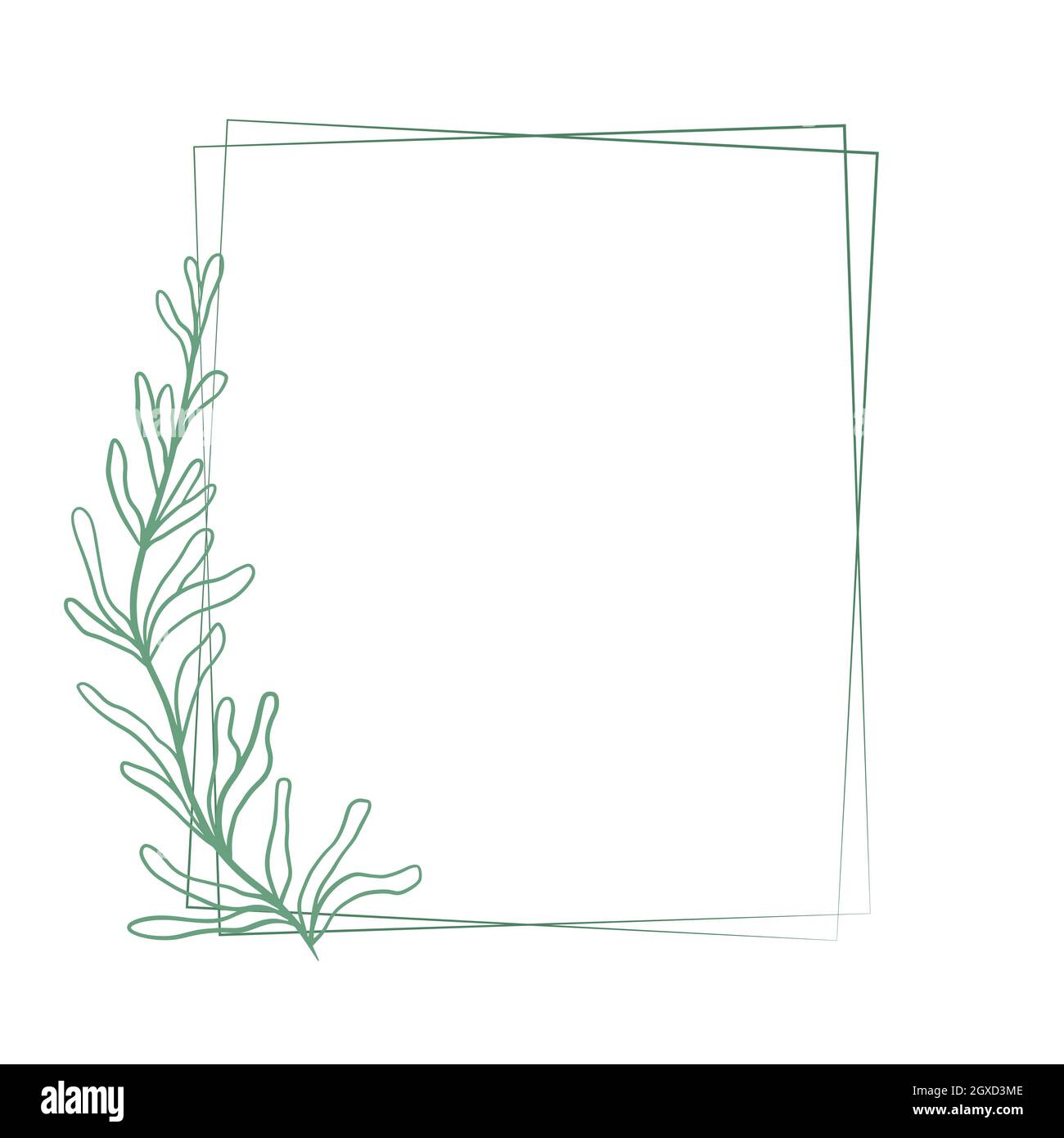 Beautiful double rectangular frame with a graceful elongated branch ...