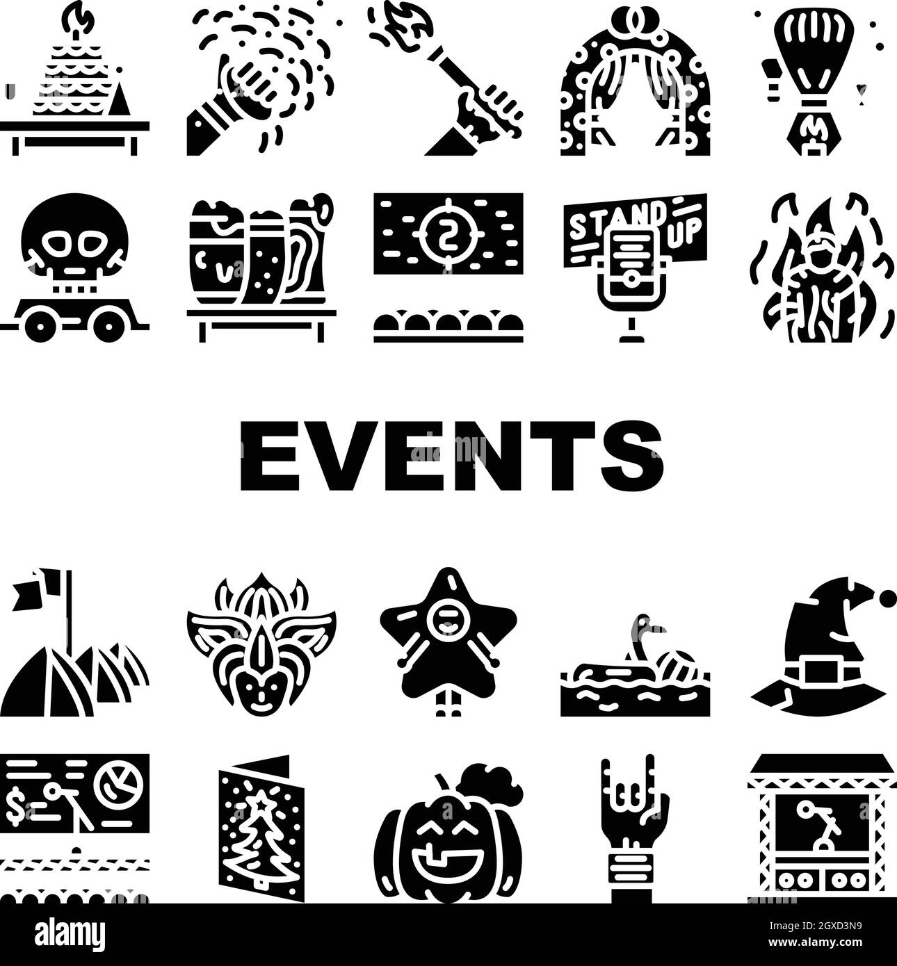 Events And Festival Collection Icons Set Vector Stock Vector Image
