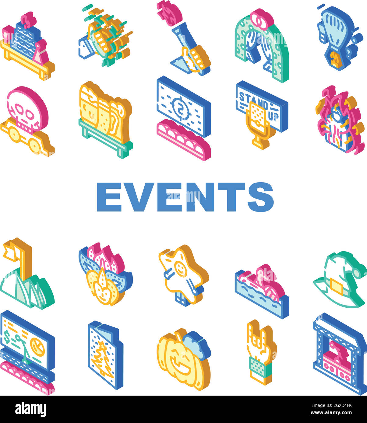 Events And Festival Collection Icons Set Vector Stock Vector Image ...