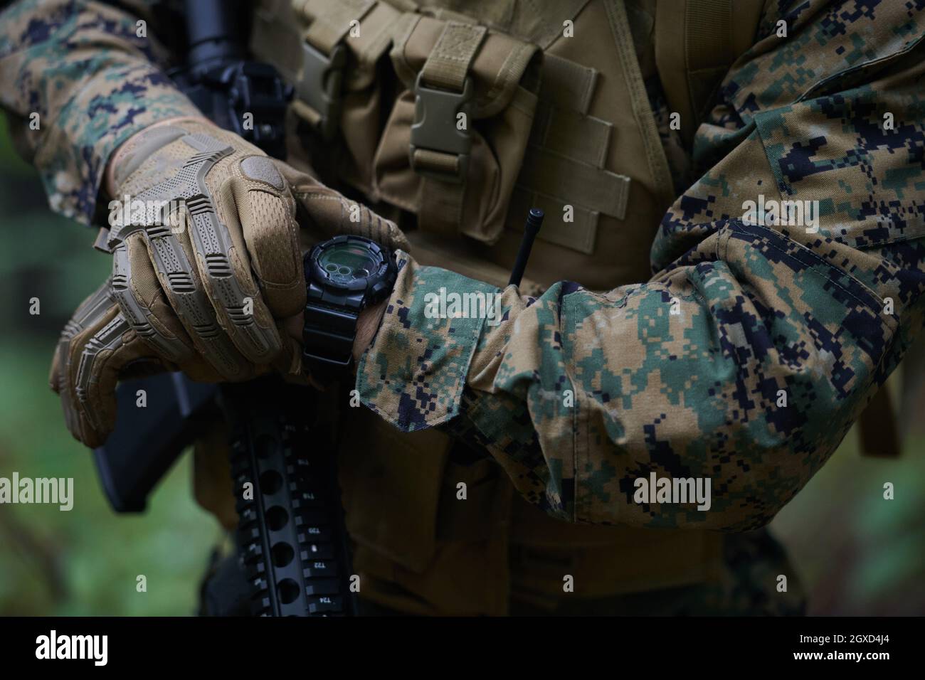 american marine corps special operations soldier preparing tactical and ...