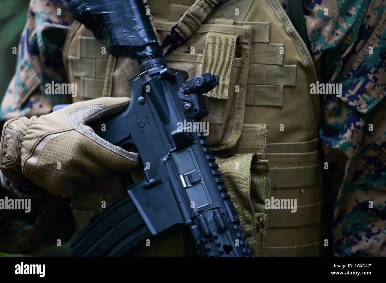 american marine corps special operations soldier preparing tactical and ...