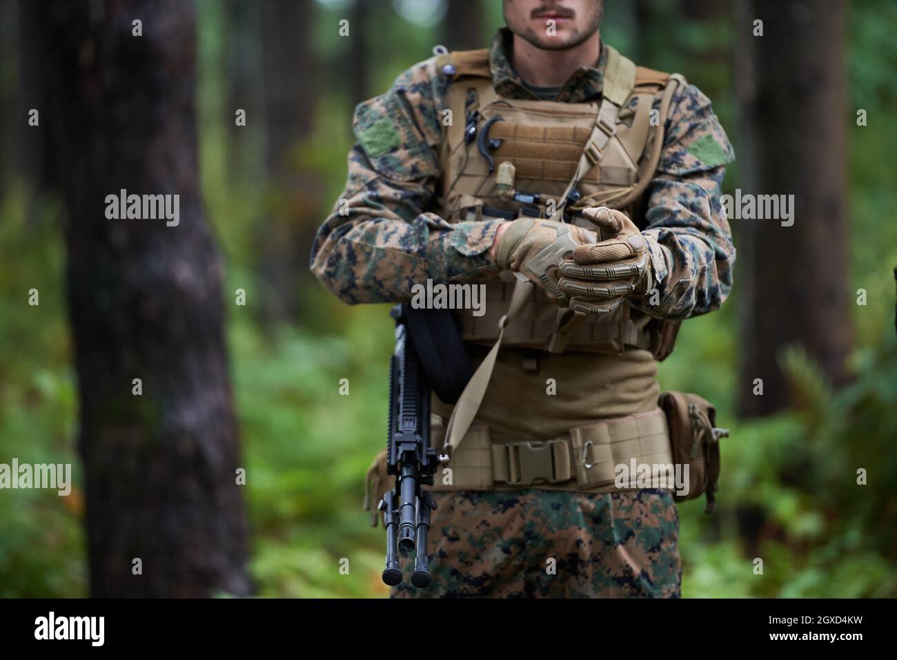 american marine corps special operations soldier preparing tactical and ...