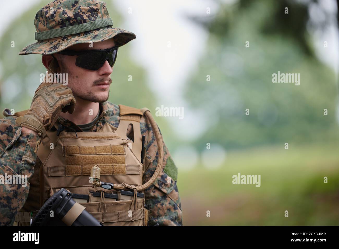 american marine corps special operations soldier preparing tactical and ...