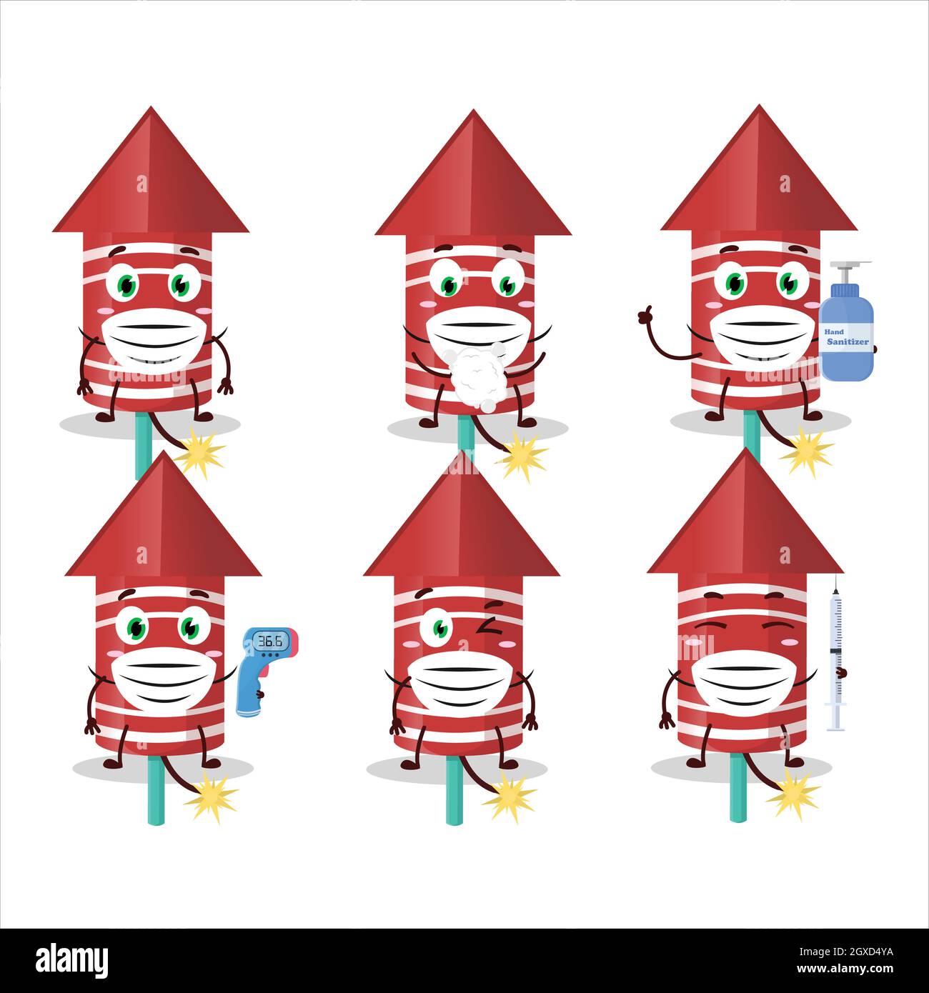 A picture of red rocket firework cartoon design style keep staying ...