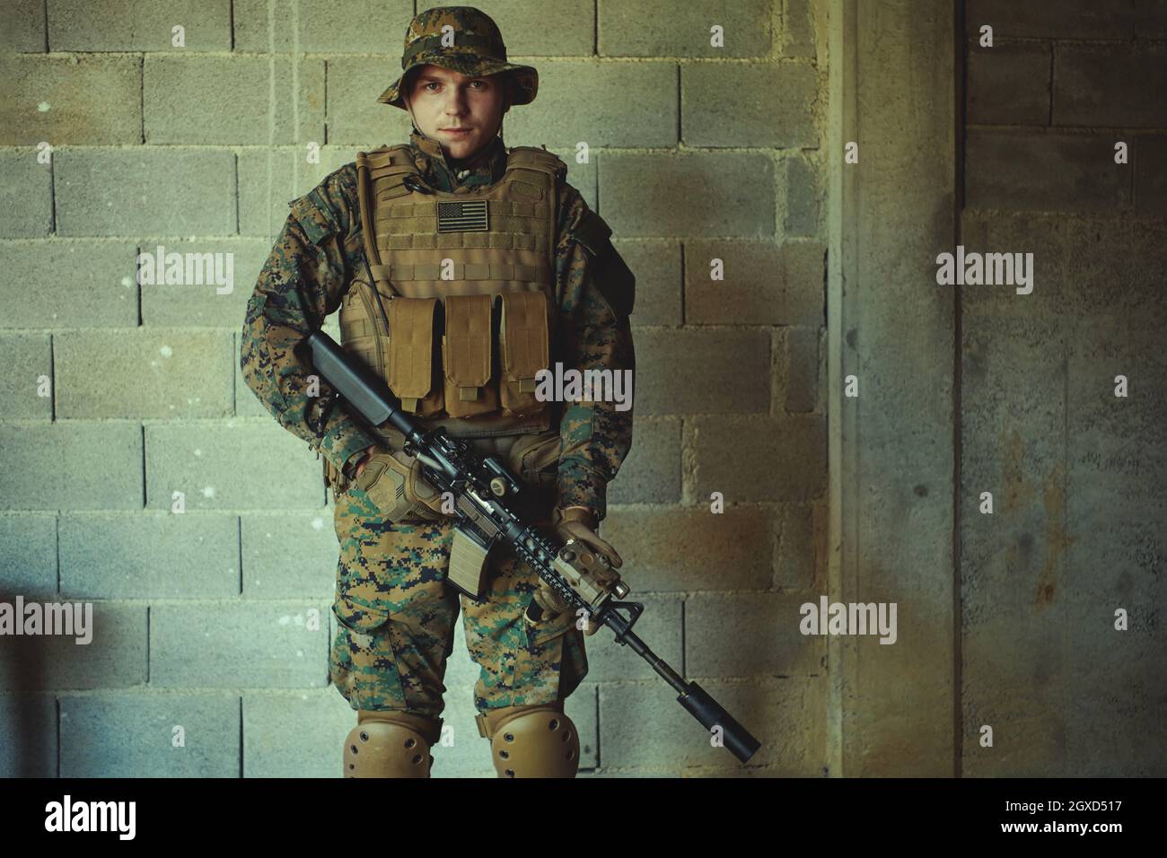 Portrait soldier walking rifle hi-res stock photography and images - Alamy