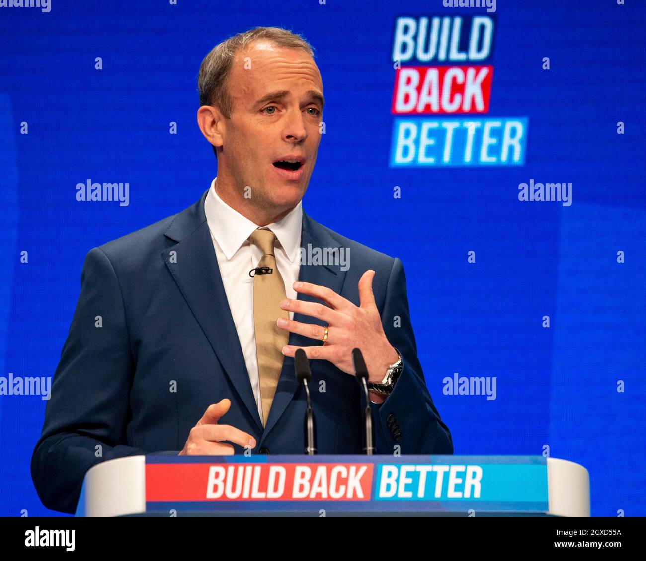 Manchester, England, UK. 5th Oct, 2021. PICTURED: Rt Hon Dominic Raab ...