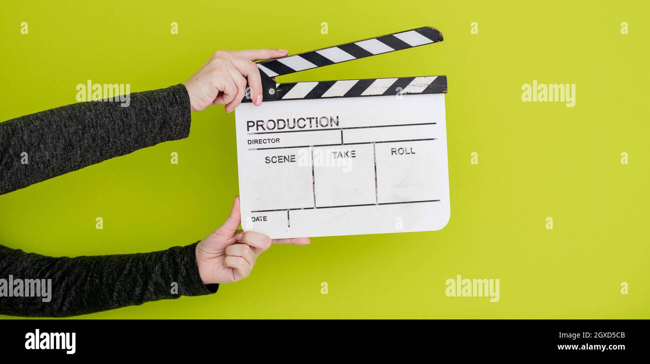 video production movie clapper cinema action and cut concept isolated ...