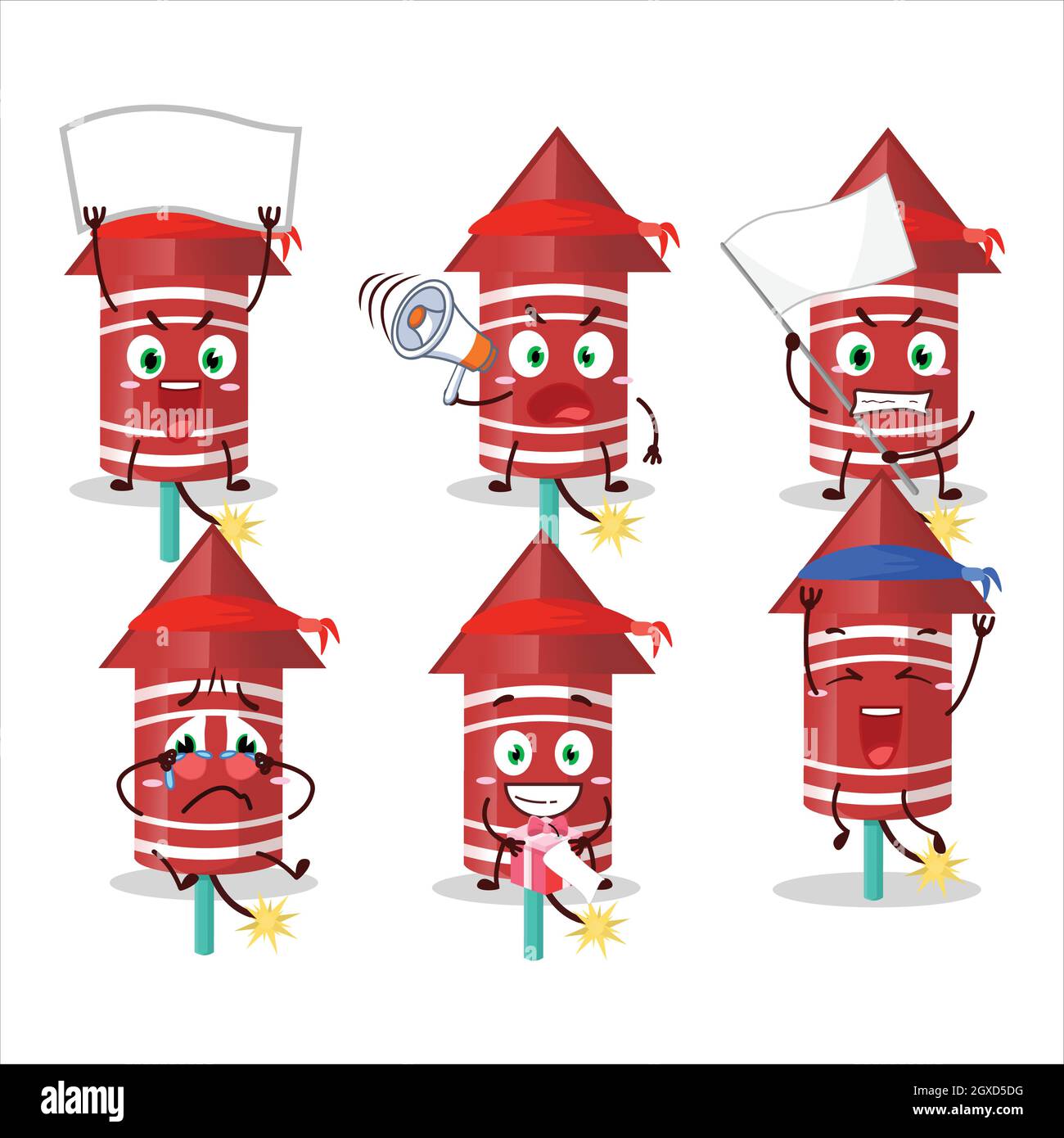 Mascot design style of red rocket firework character as an attractive ...