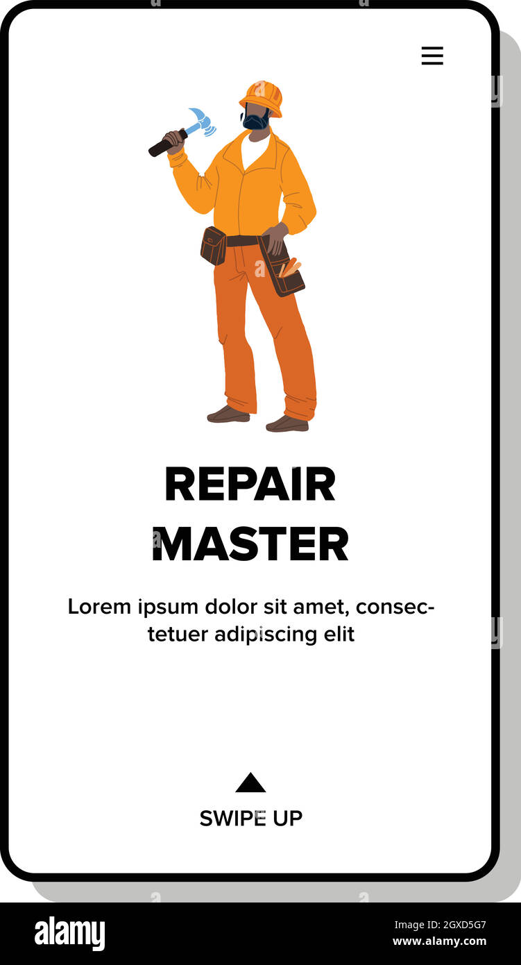 Builder man holding hammer Stock Vector Images - Alamy