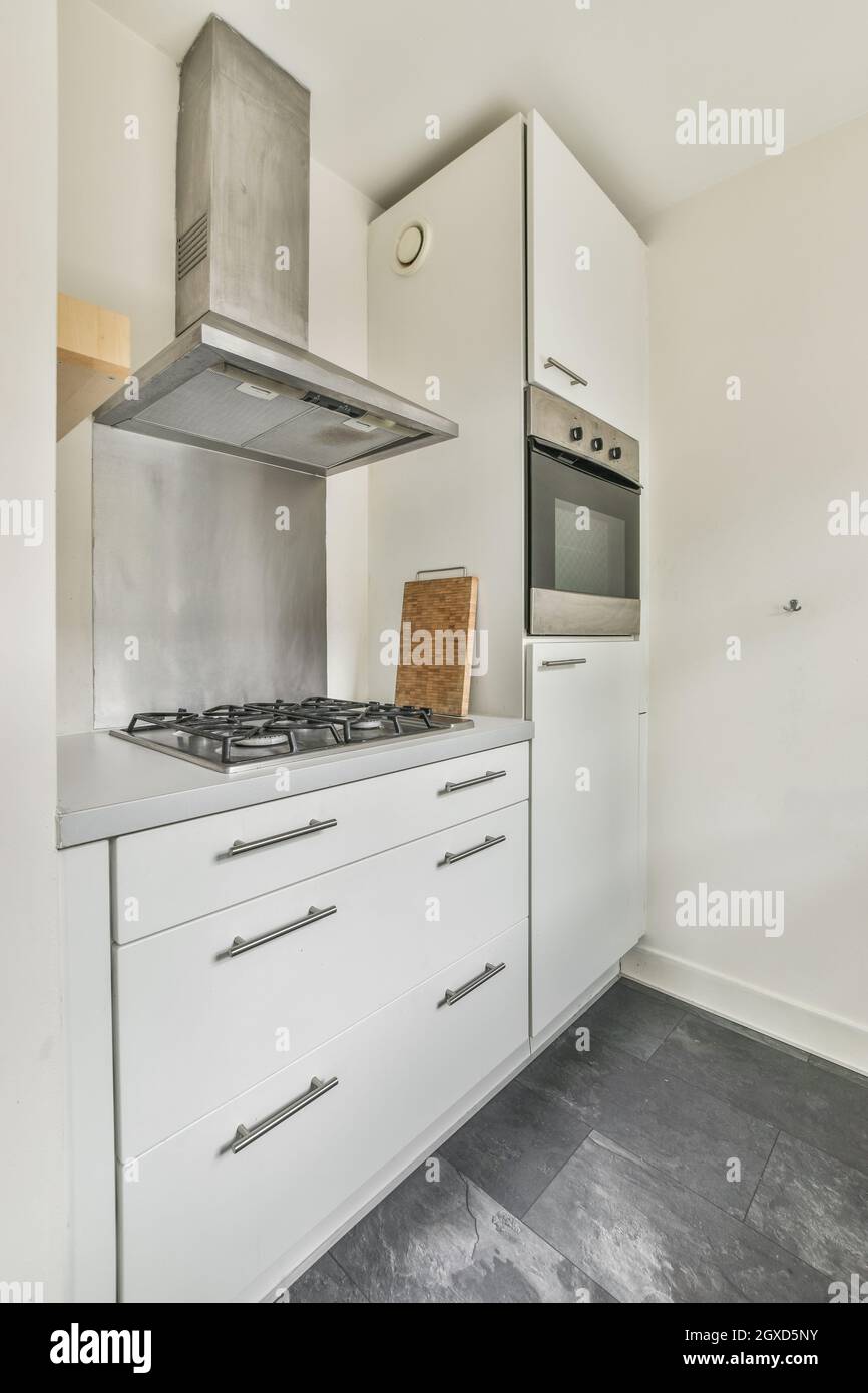 Built in microwave with control panel in contemporary kitchen at home ...