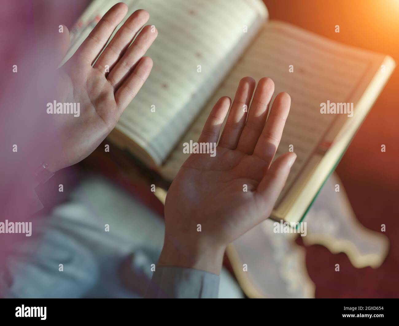 muslim man praying Allah alone inside the mosque and reading islamic ...