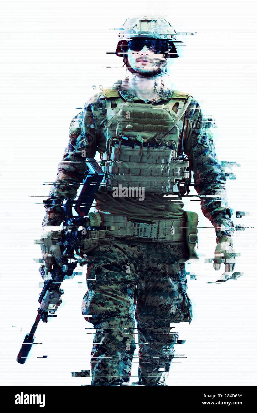 american marine corps special operations soldier with fire arm weapon ...