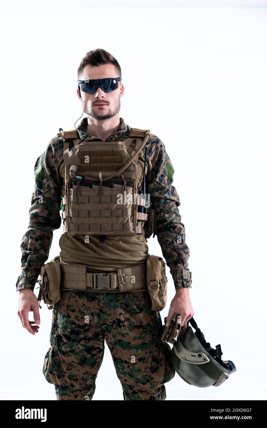 american marine corps special operations soldier with fire arm weapon ...