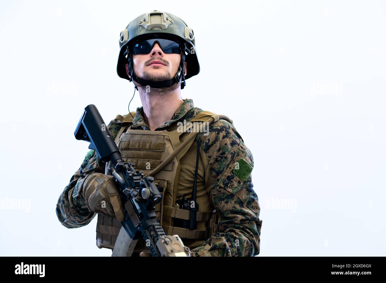 american marine corps special operations soldier with fire arm weapon ...