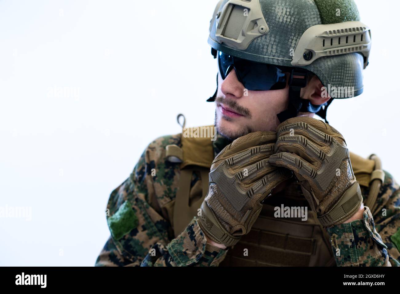 american marine corps special operations soldier preparing tactical and ...