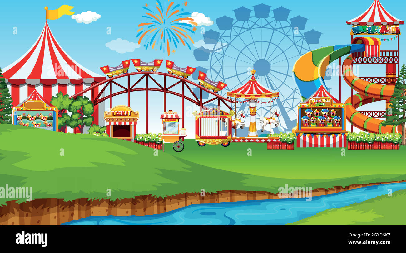 Amusement park background scene Stock Vector Image & Art - Alamy