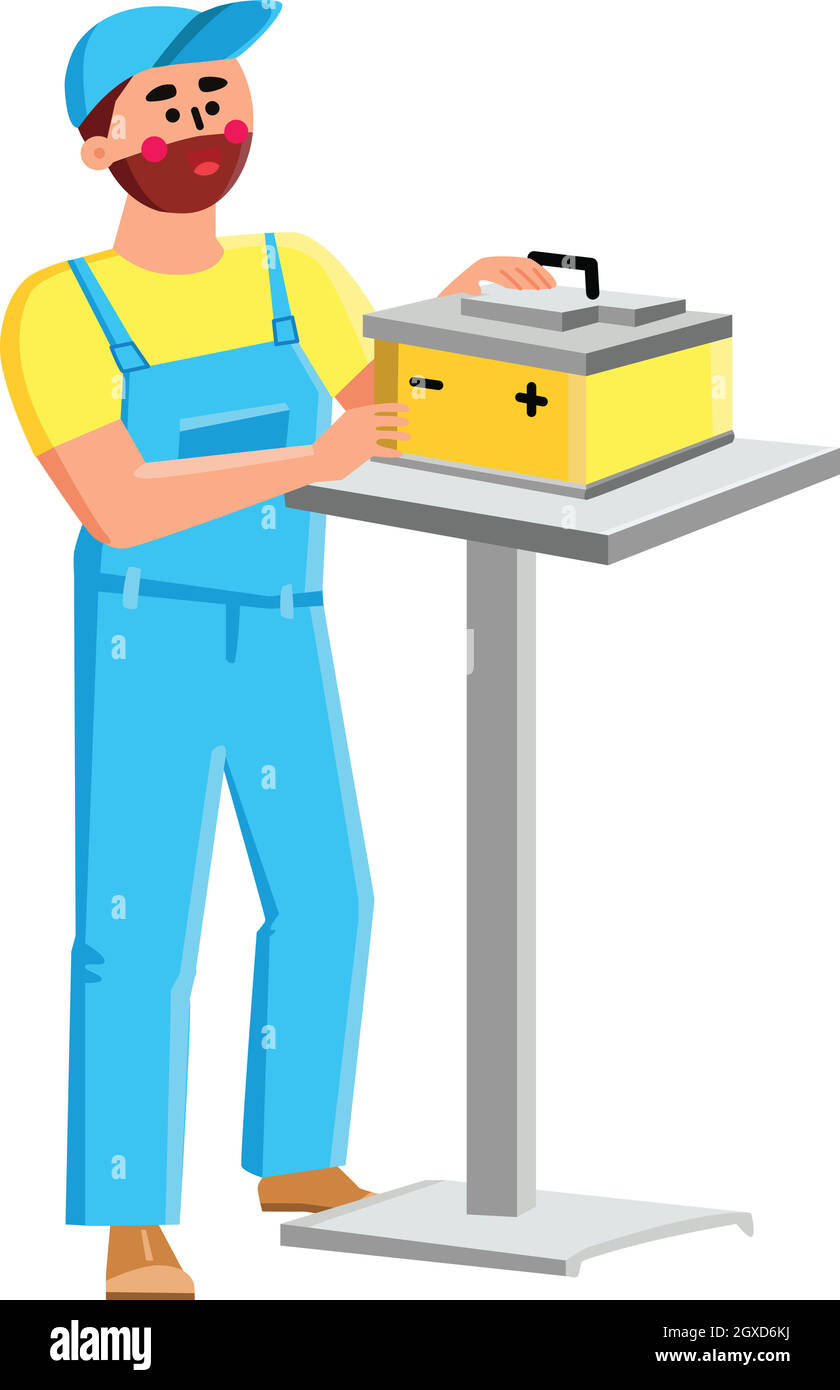 Car service worker checking Stock Vector Images - Alamy