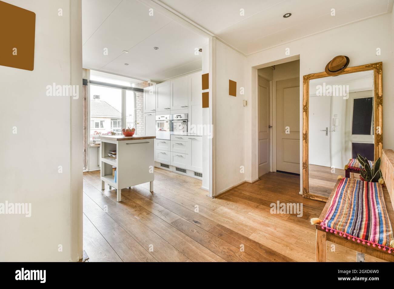 Open plan modern house with spacious hall and kitchen designed in ...