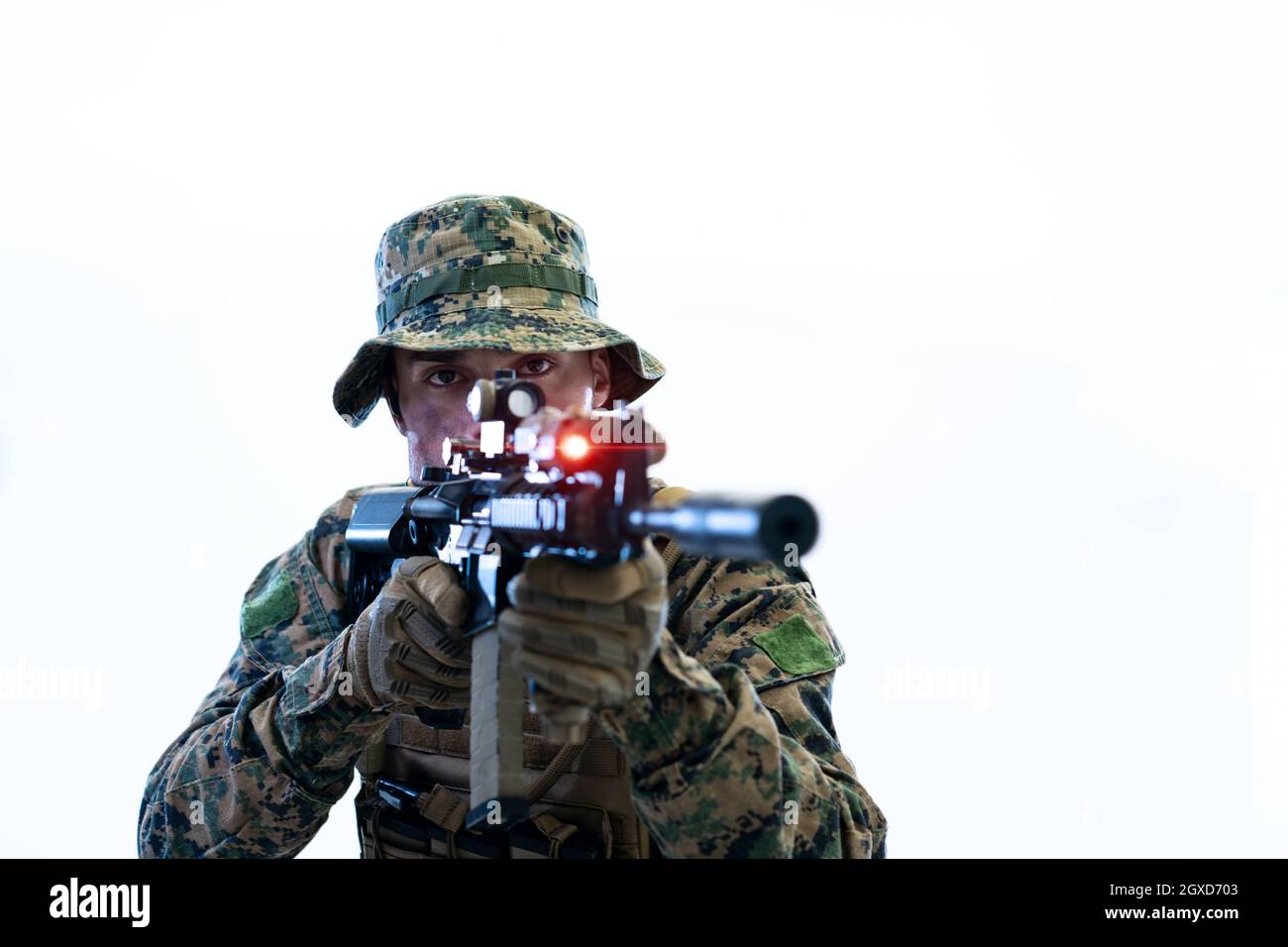 modern warfare american marines soldier in action while sneaking and ...
