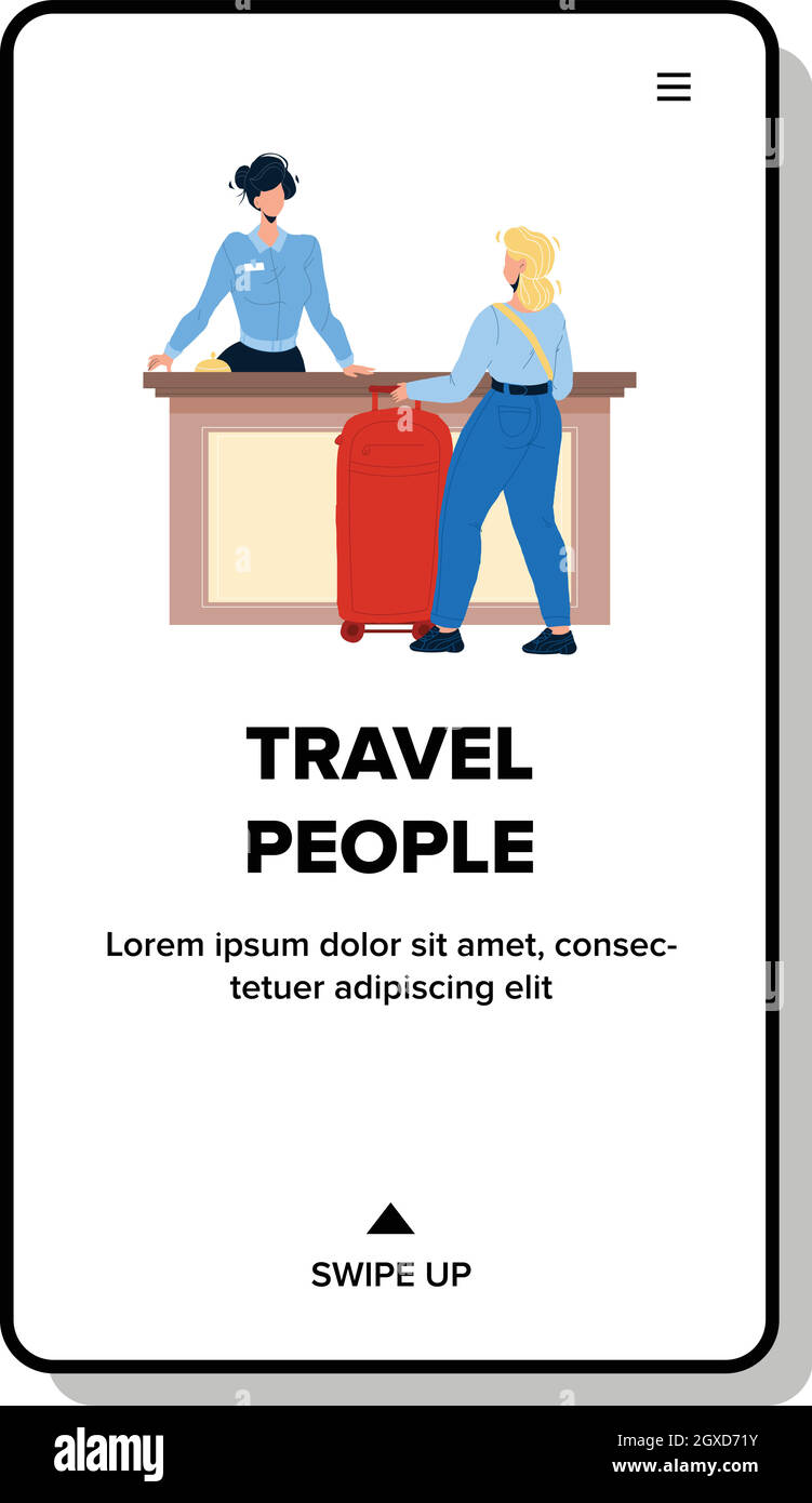 Travel People Checkout At Hotel Reception Vector Stock Vector Image ...