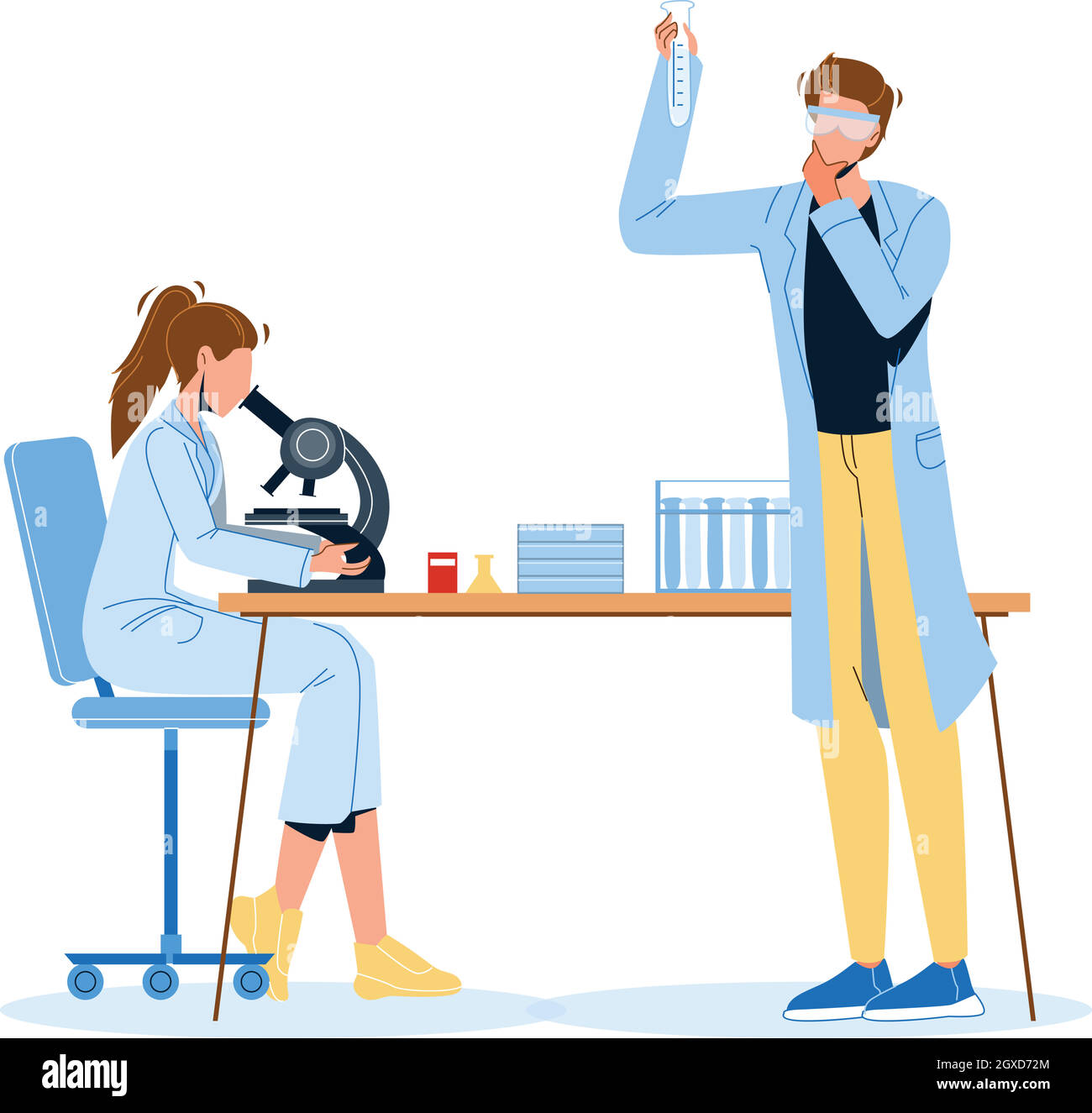 Female work in laboratory Stock Vector Images - Alamy