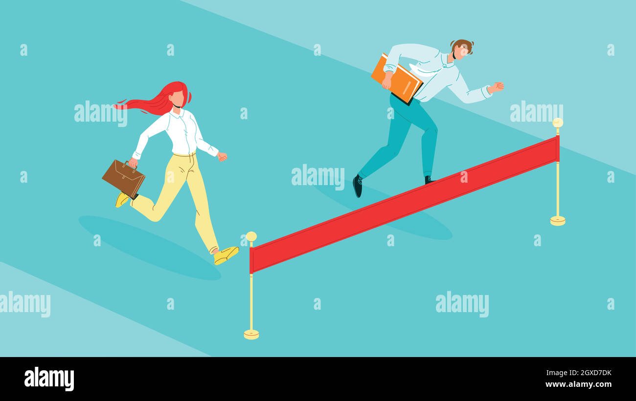 Man And Woman Rivals Running Characters Vector Stock Vector Image & Art ...