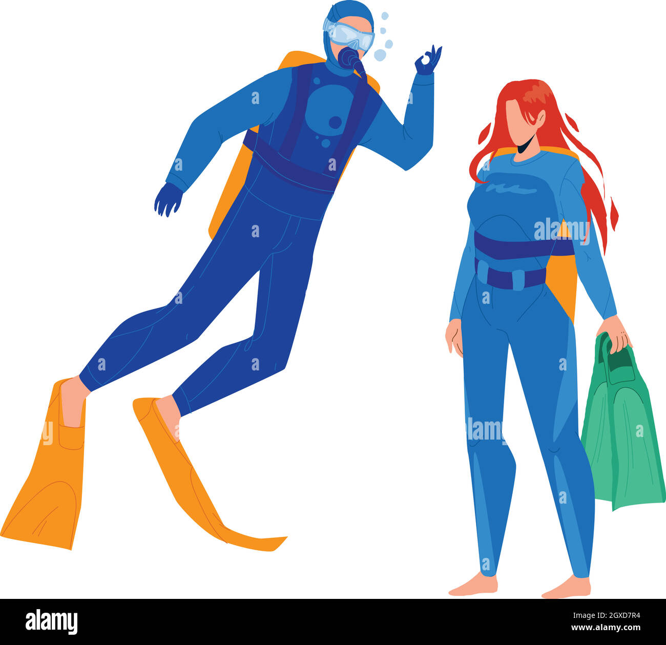 Scuba Diver Man And Woman Togetherness Vector Stock Vector Image & Art ...