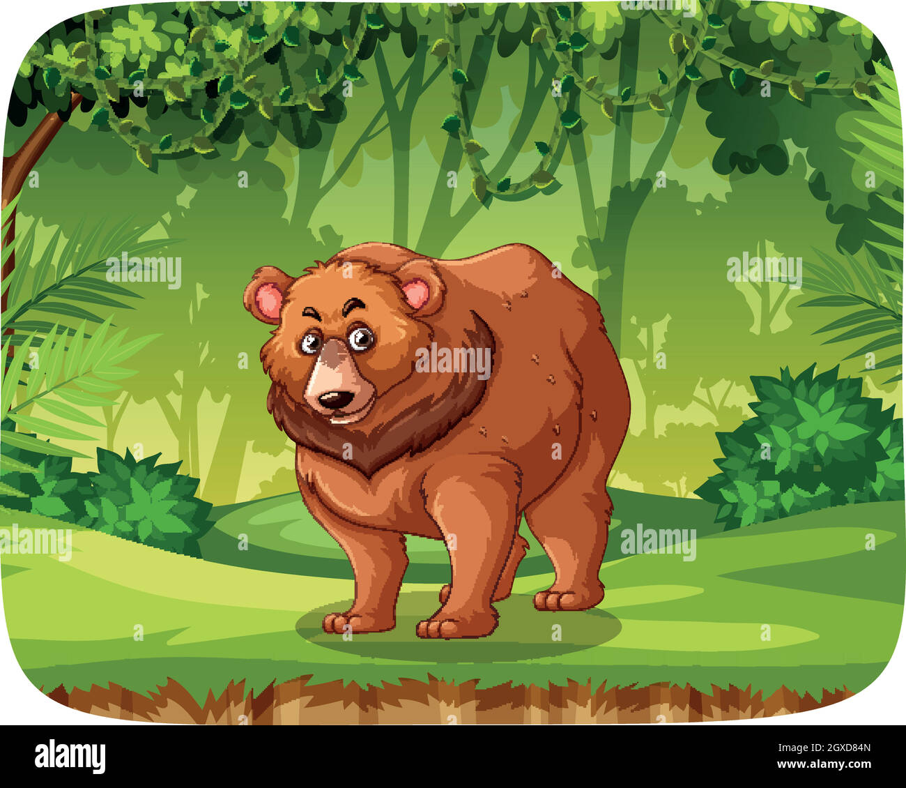 Brown bear in jungle scene Stock Vector Image & Art - Alamy