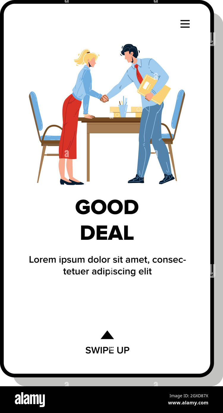 Girl shaking hands with boss Stock Vector Images - Alamy