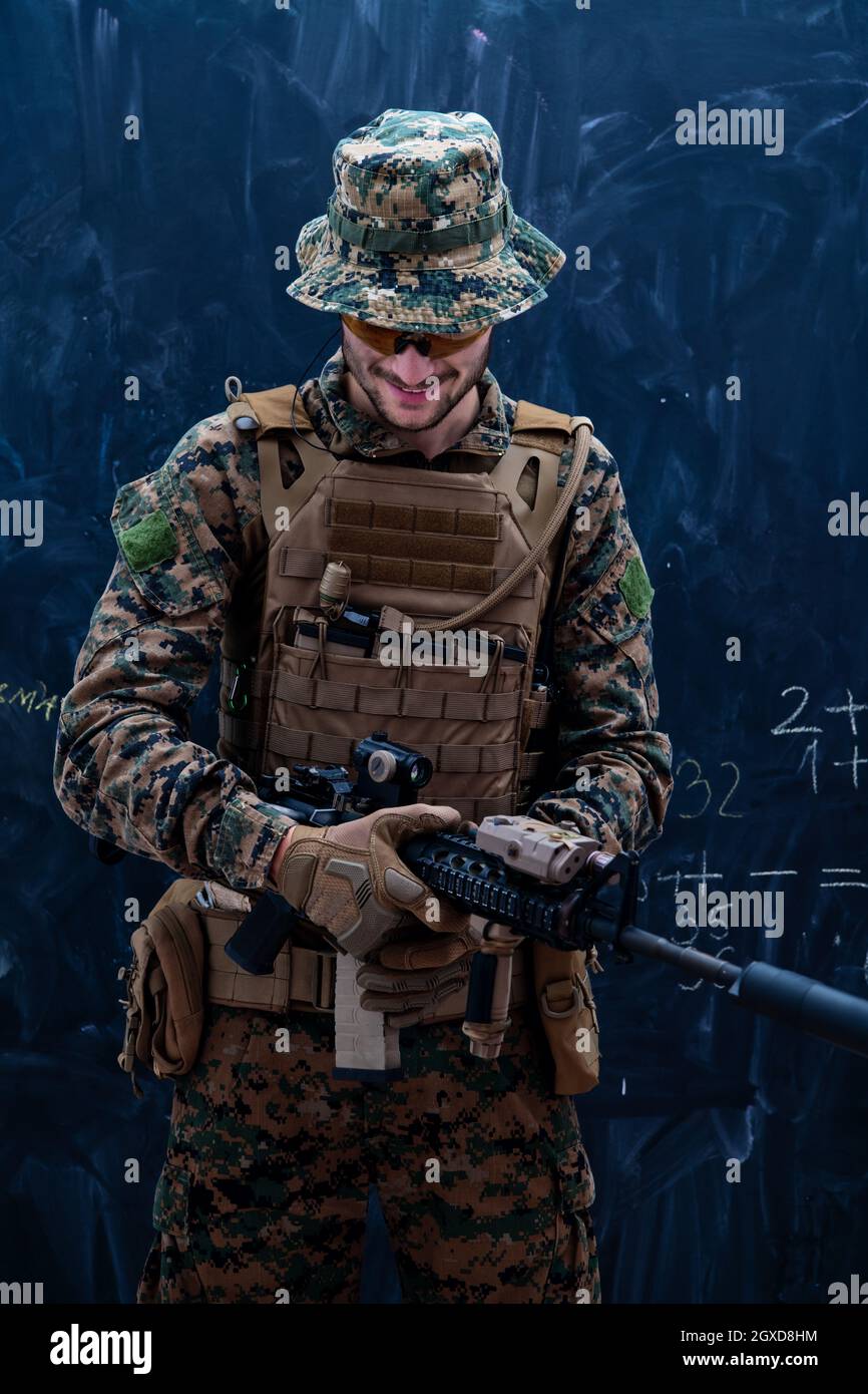 modern warfare authentic american marines soldier in protective combat ...