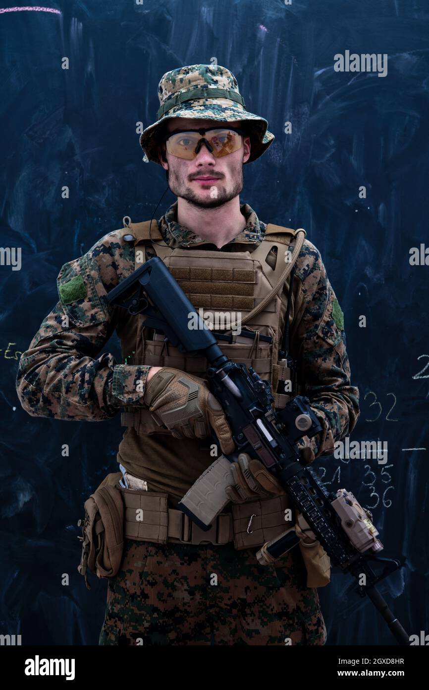 modern warfare authentic american marines soldier in protective combat ...