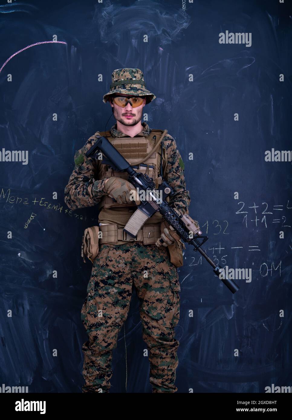 modern warfare authentic american marines soldier in protective combat ...