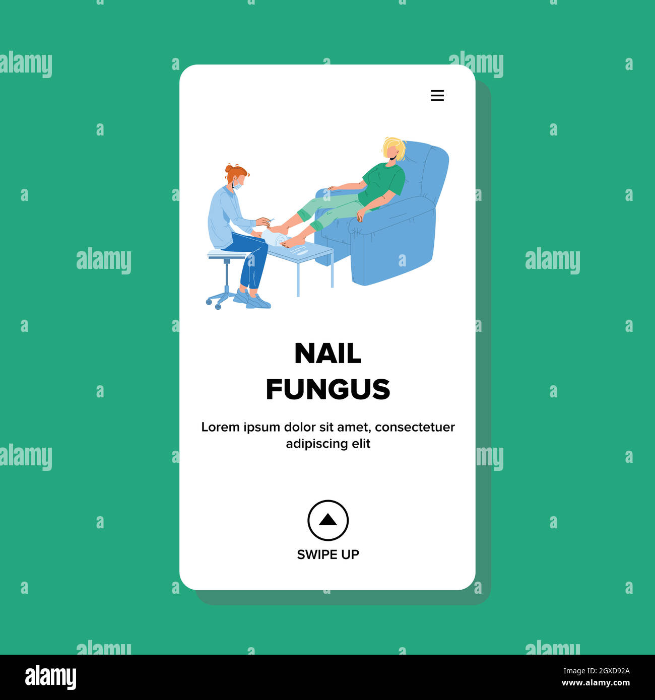 Nail Fungus Curing Girl In Medical Cabinet Vector Stock Vector Image ...