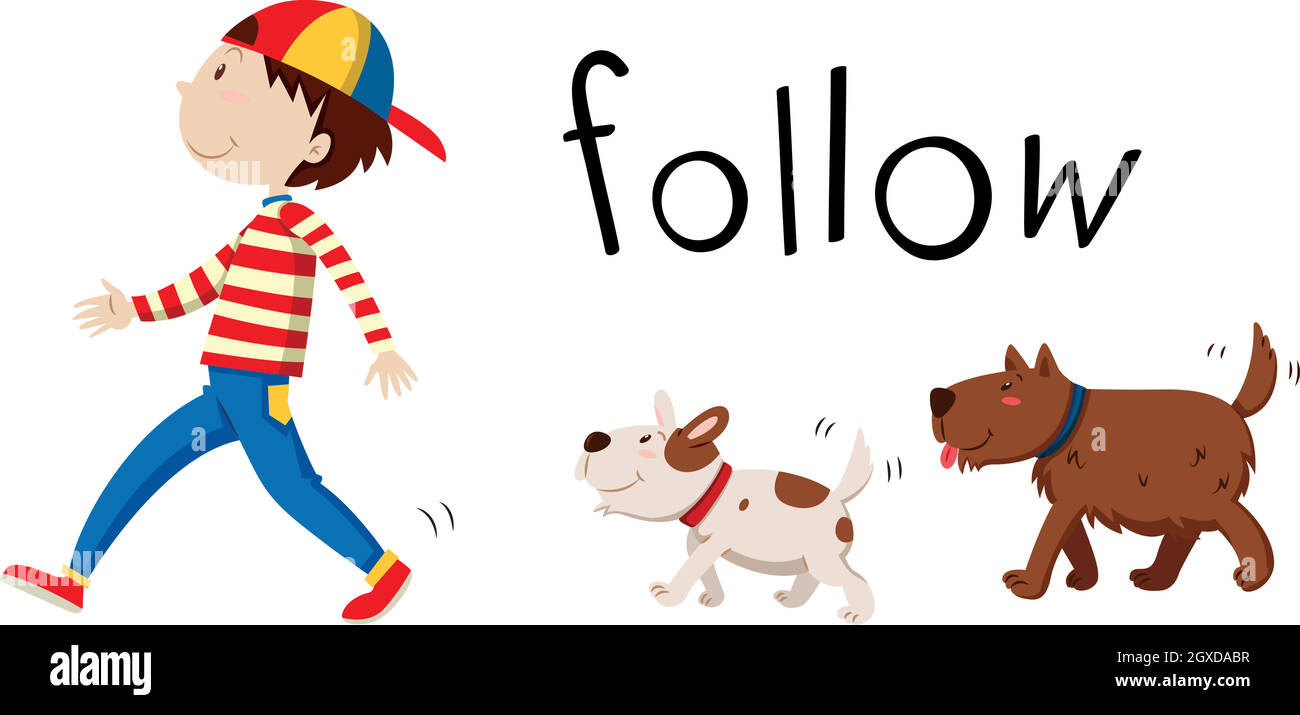 Two dogs following the man Stock Vector Image & Art - Alamy