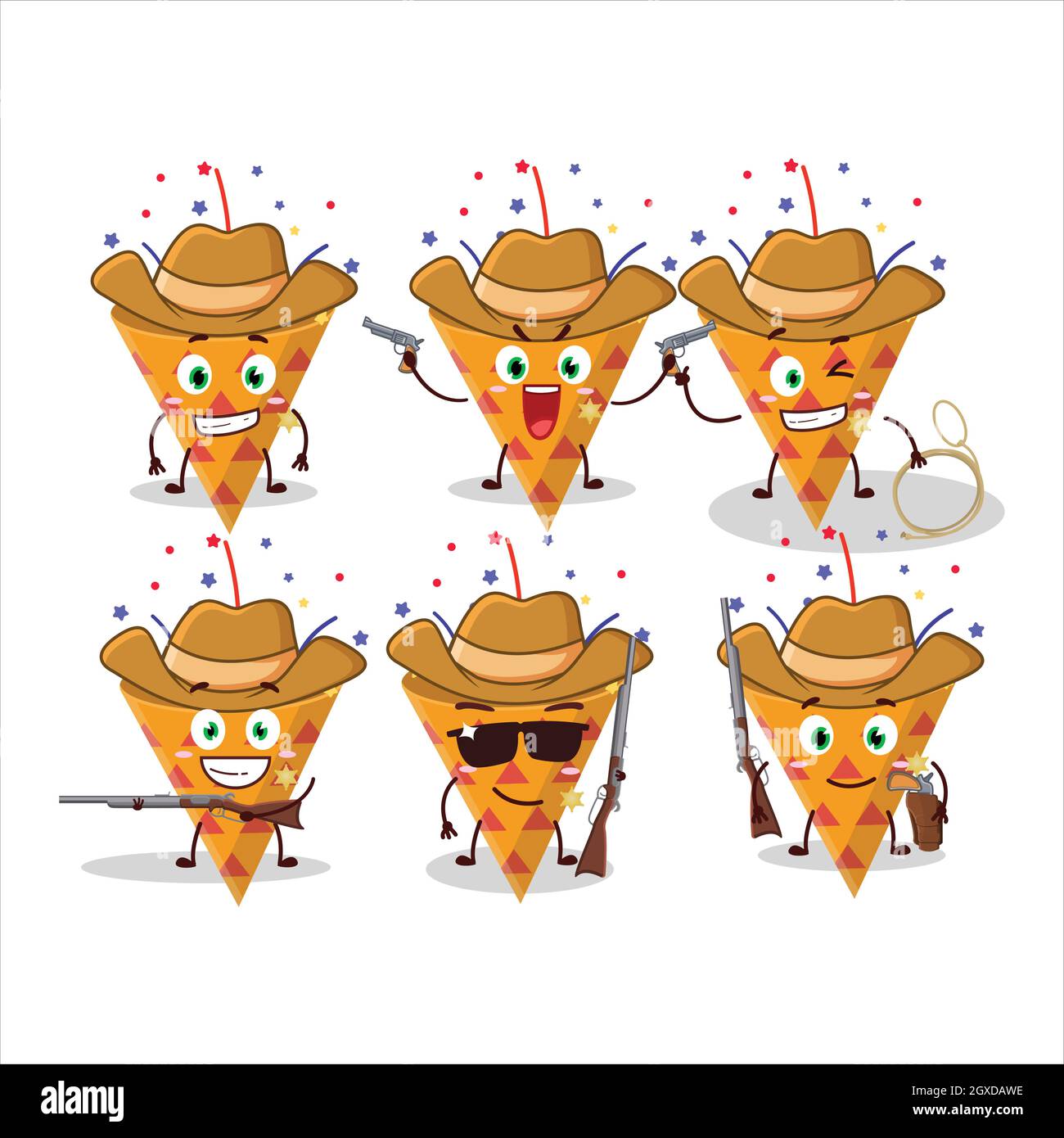 Cool cowboy red rocket firework cartoon character with a cute hat ...