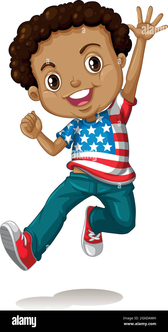 African american teen boy jumping Stock Vector Images - Alamy